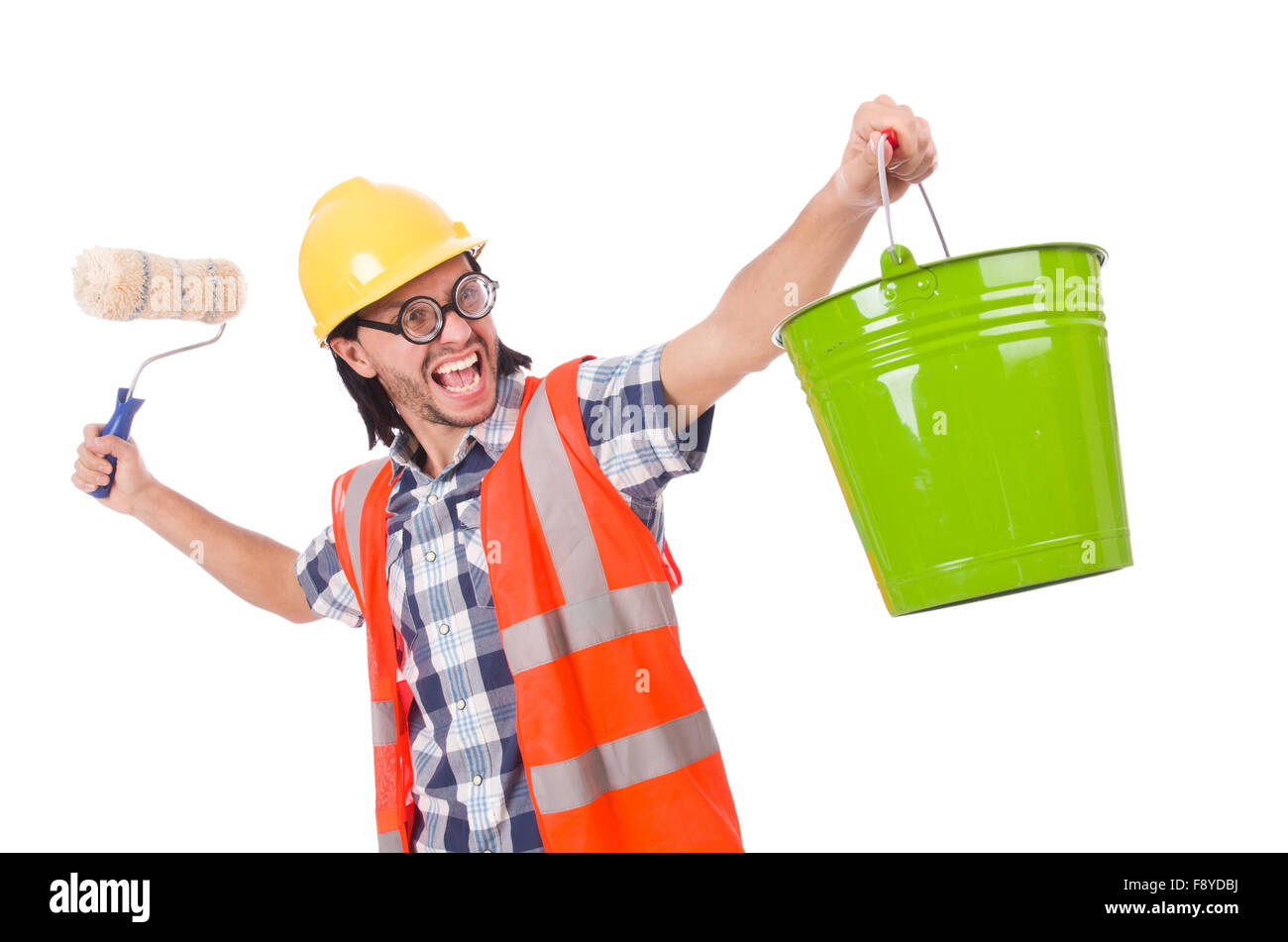 Funny painter isolated on white Stock Photo - Alamy