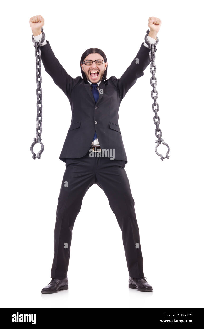 Man with chain isolated on the white Stock Photo - Alamy