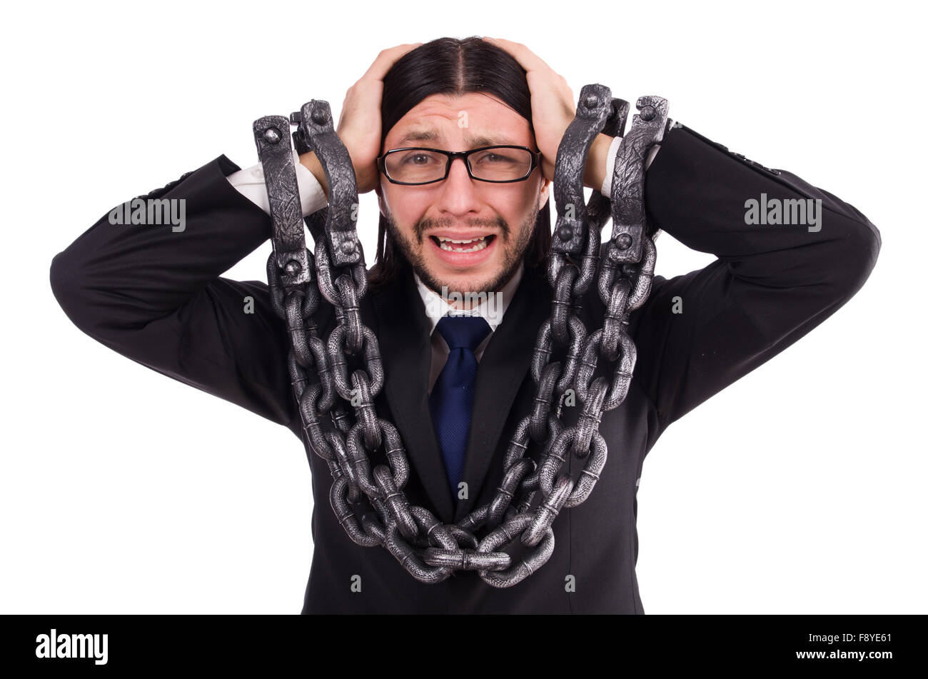 Man with chain isolated on the white Stock Photo - Alamy