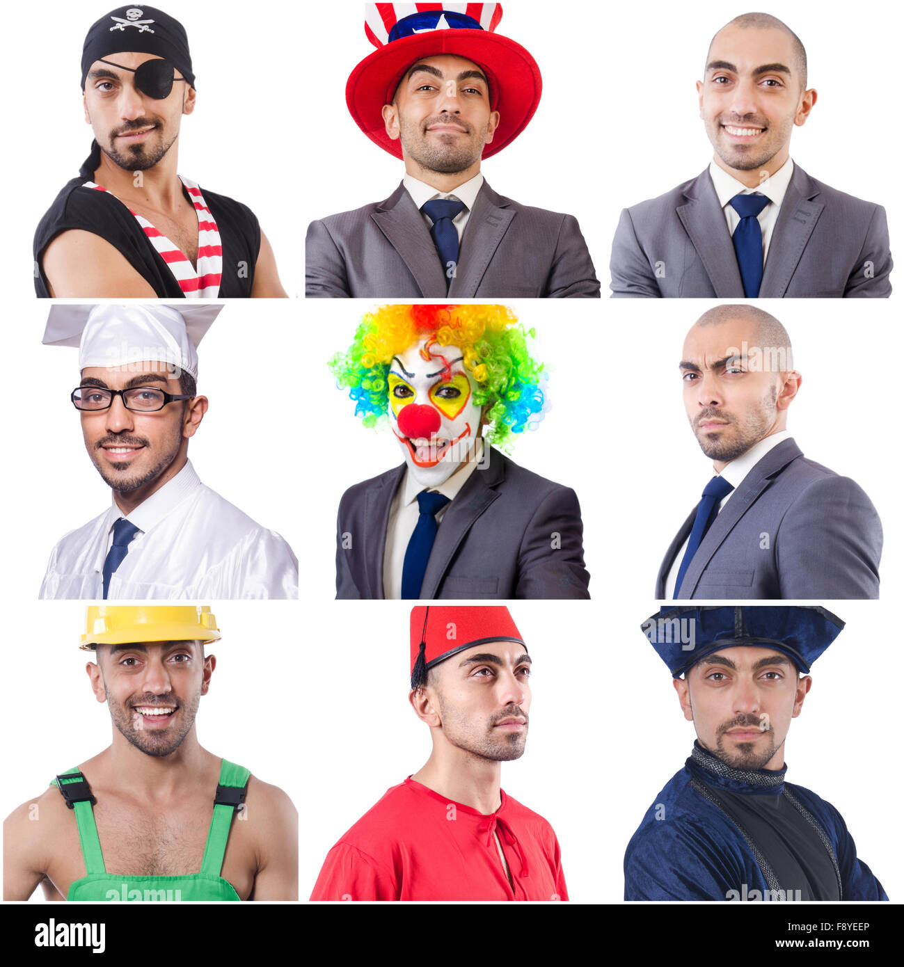 Collage of many faces from same model Stock Photo - Alamy