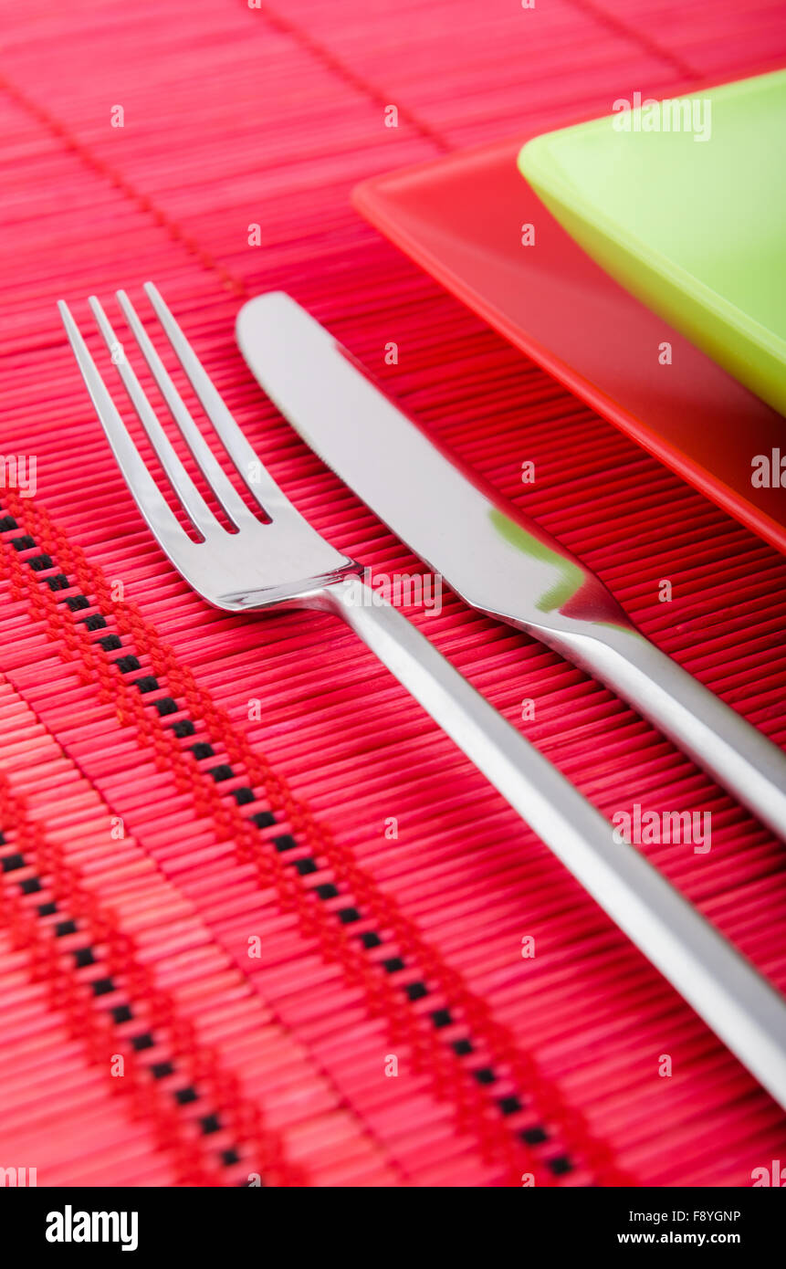Table setting with knife and fork Stock Photo - Alamy