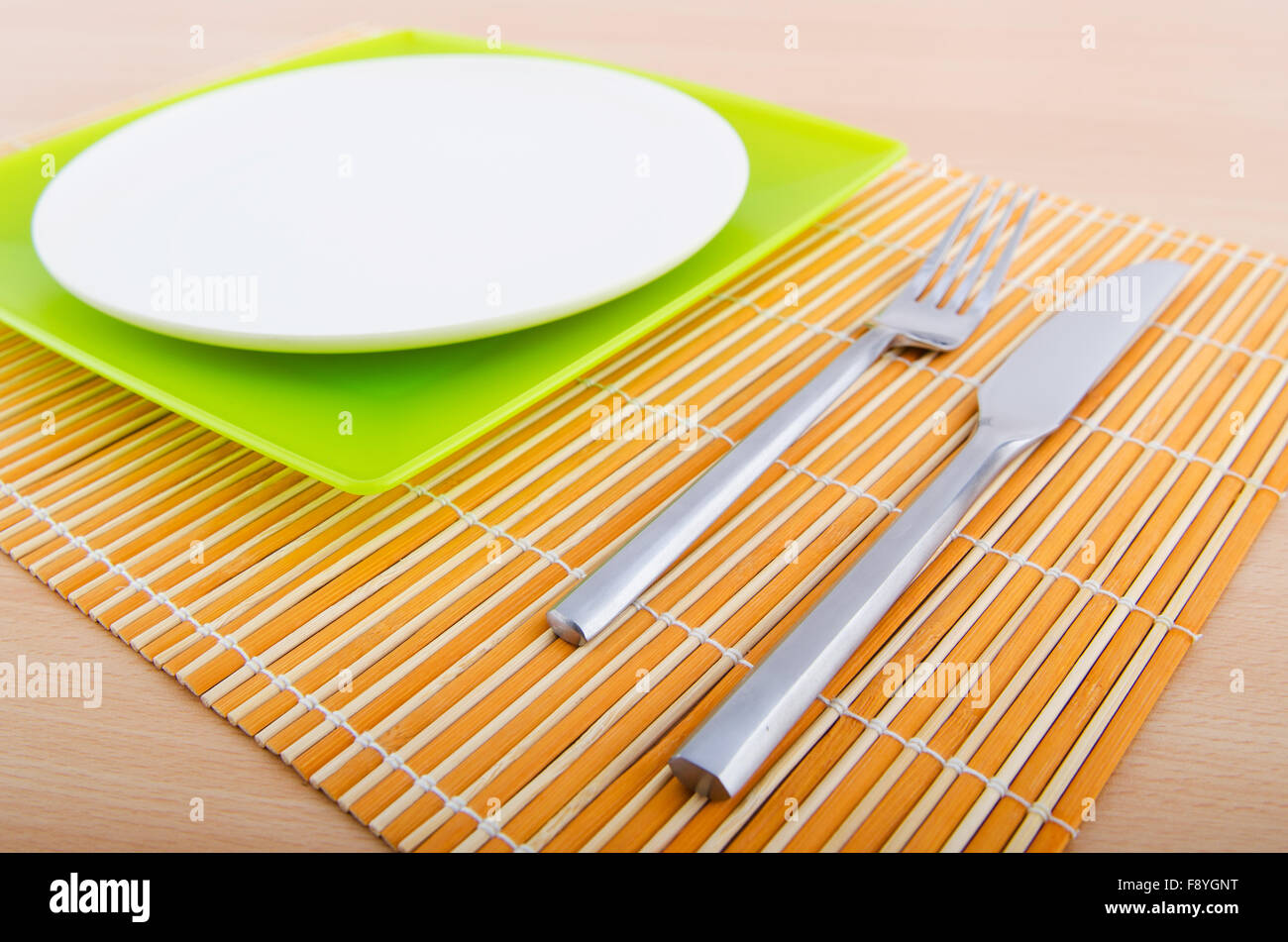 Table setting with knife and fork Stock Photo - Alamy