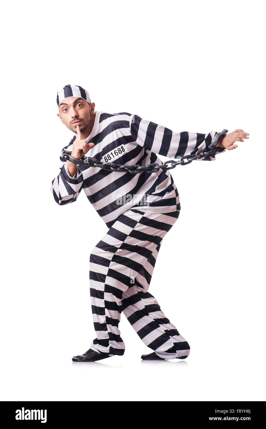 Convict criminal in striped uniform Stock Photo - Alamy