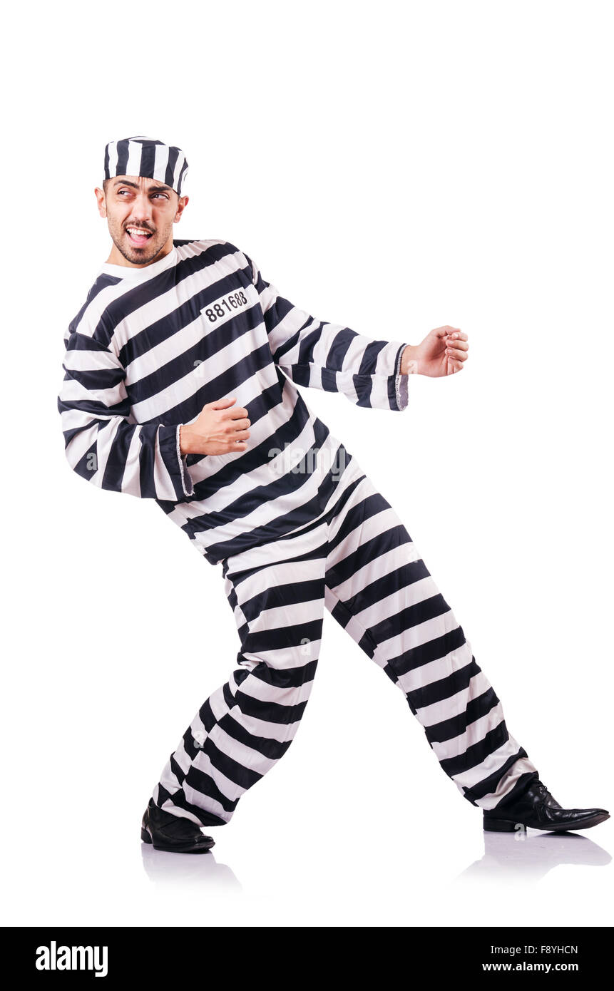 Convict criminal in striped uniform Stock Photo - Alamy