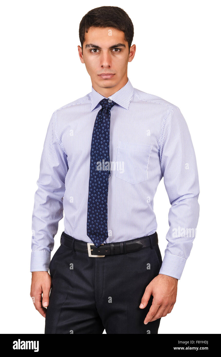 Male model with shirt isolated on white Stock Photo - Alamy
