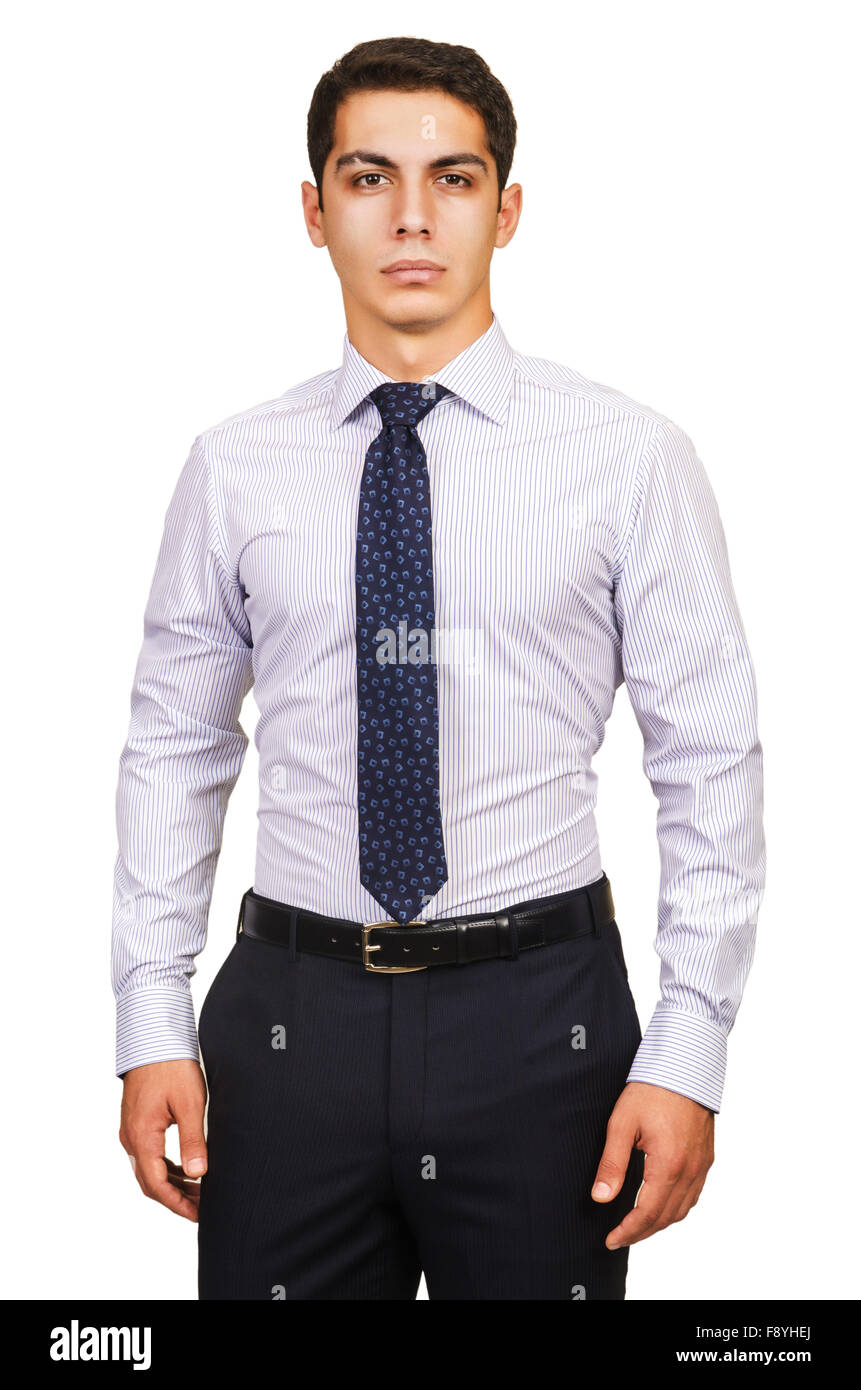 Male model with shirt isolated on white Stock Photo - Alamy