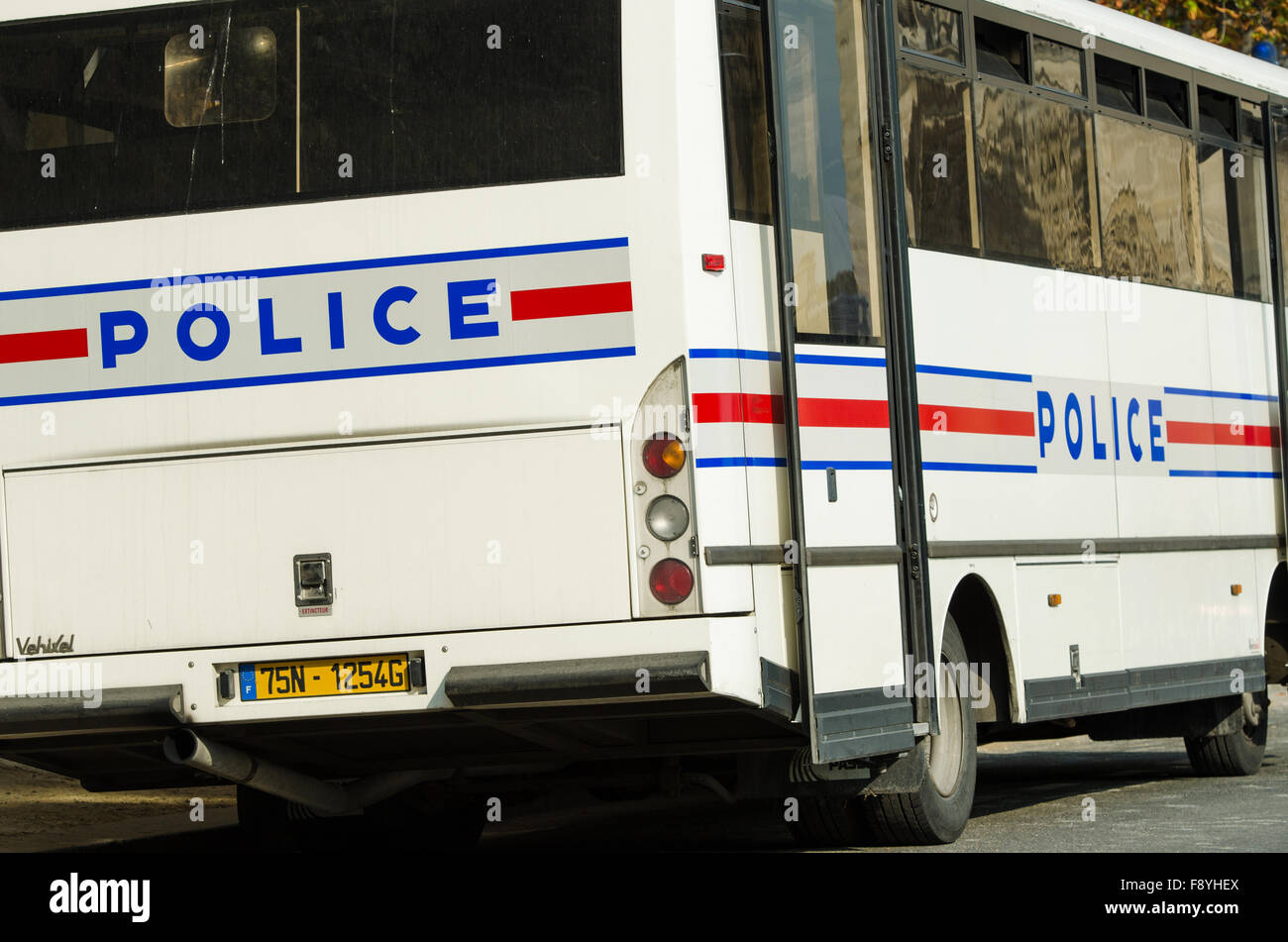 Police bus on the street Stock Photo - Alamy