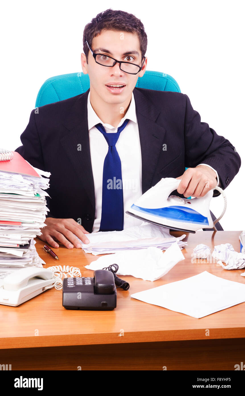 Busy stressed man in the office Stock Photo - Alamy