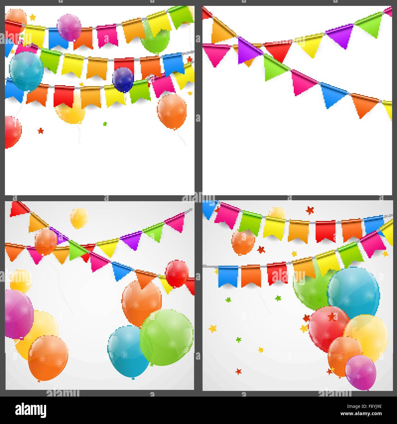 Color glossy balloons birthday card background vector illustration ...