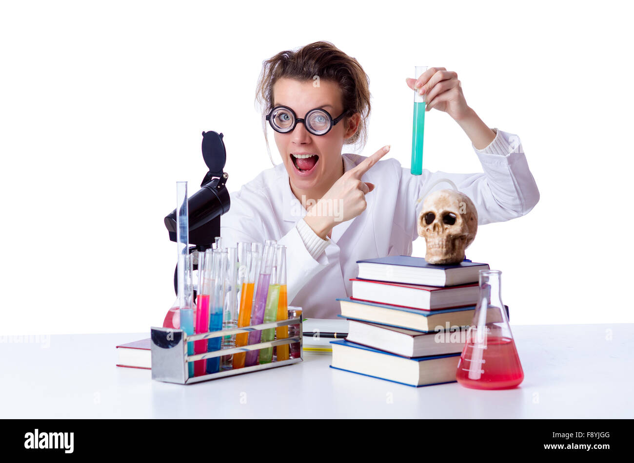 Funny female chemist in lab hi-res stock photography and images - Alamy