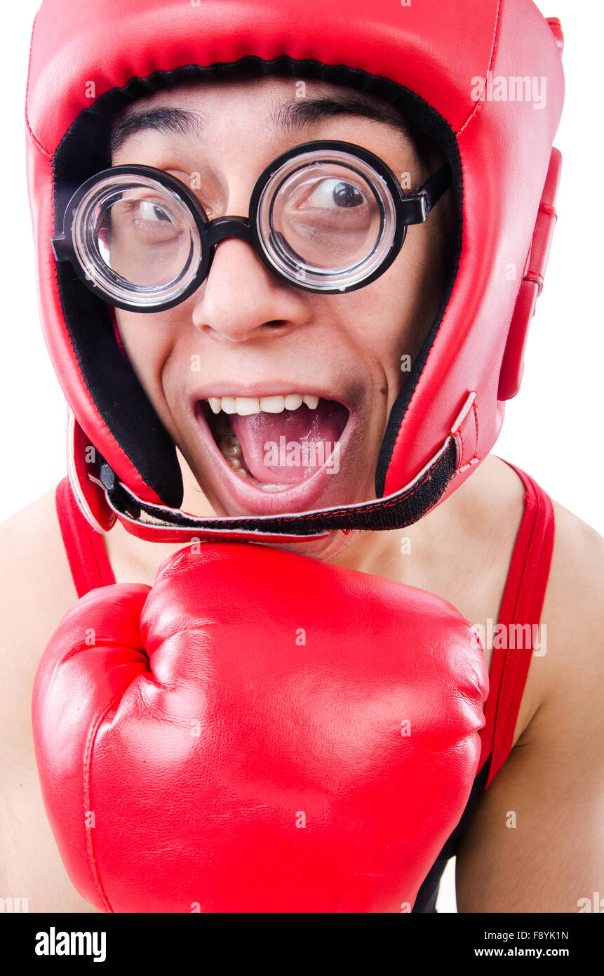 Funny boxer isolated on the white background Stock Photo - Alamy