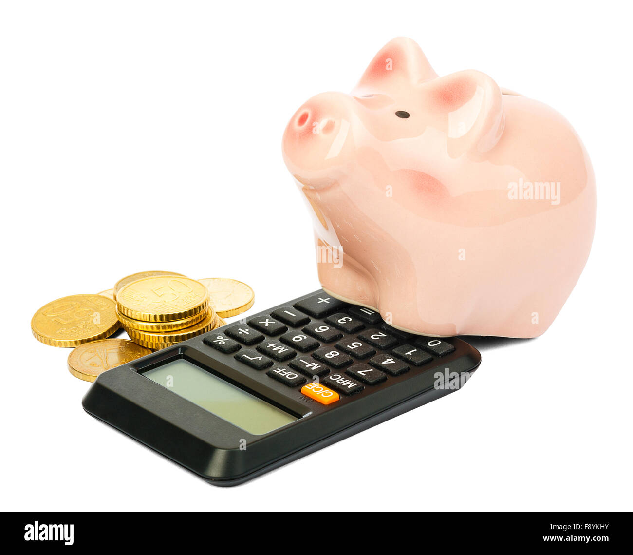 Coins piggy bank calculator hi-res stock photography and images - Alamy