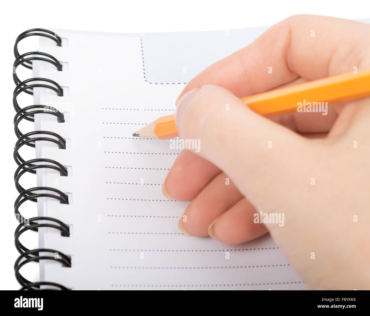 Hand writing in notebook, closeup Stock Photo - Alamy