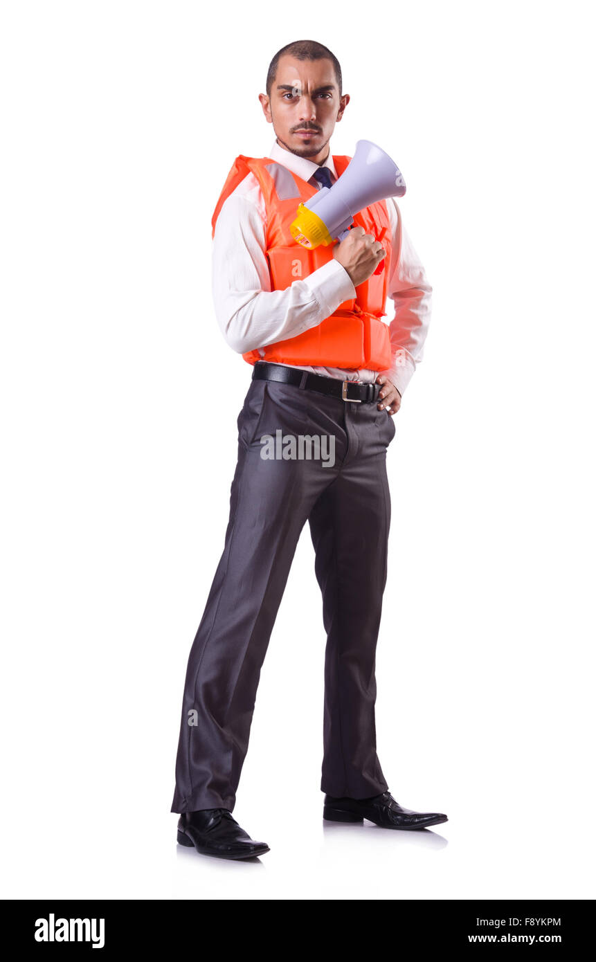 The man in the orange jacket Cut Out Stock Images & Pictures - Alamy