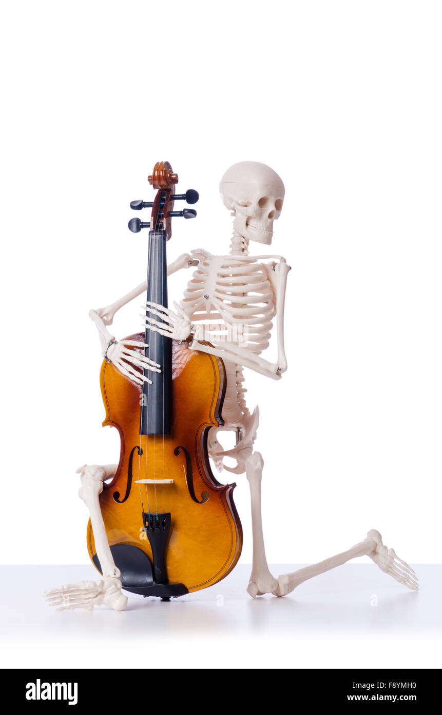 Skeleton playing violin isolated on the white Stock Photo - Alamy