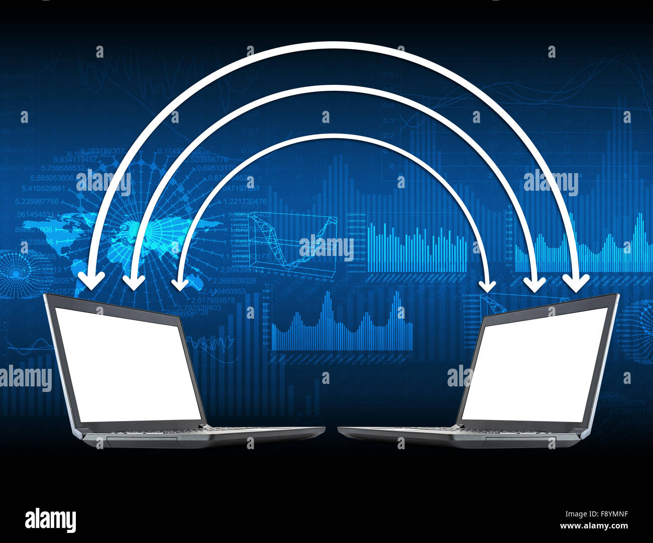 Laptops with arrows Stock Photo - Alamy