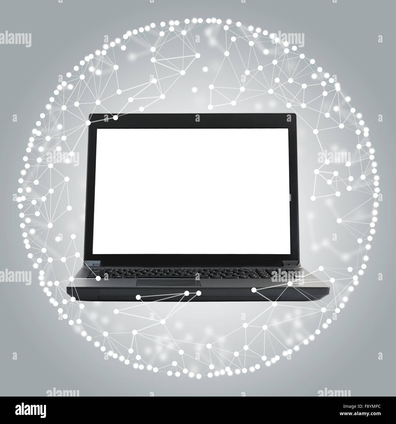 Laptop with blank screen on grey Stock Photo - Alamy