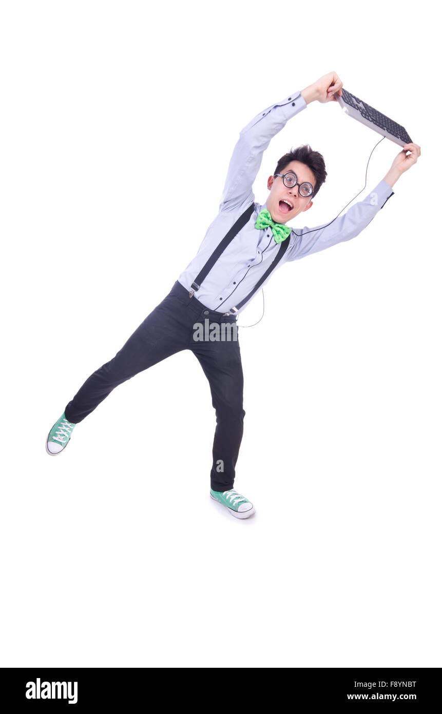 Computer geek nerd in funny concept Stock Photo - Alamy