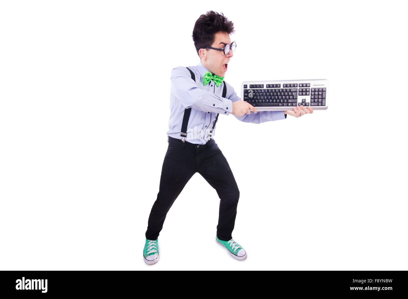 Computer geek nerd in funny concept Stock Photo - Alamy