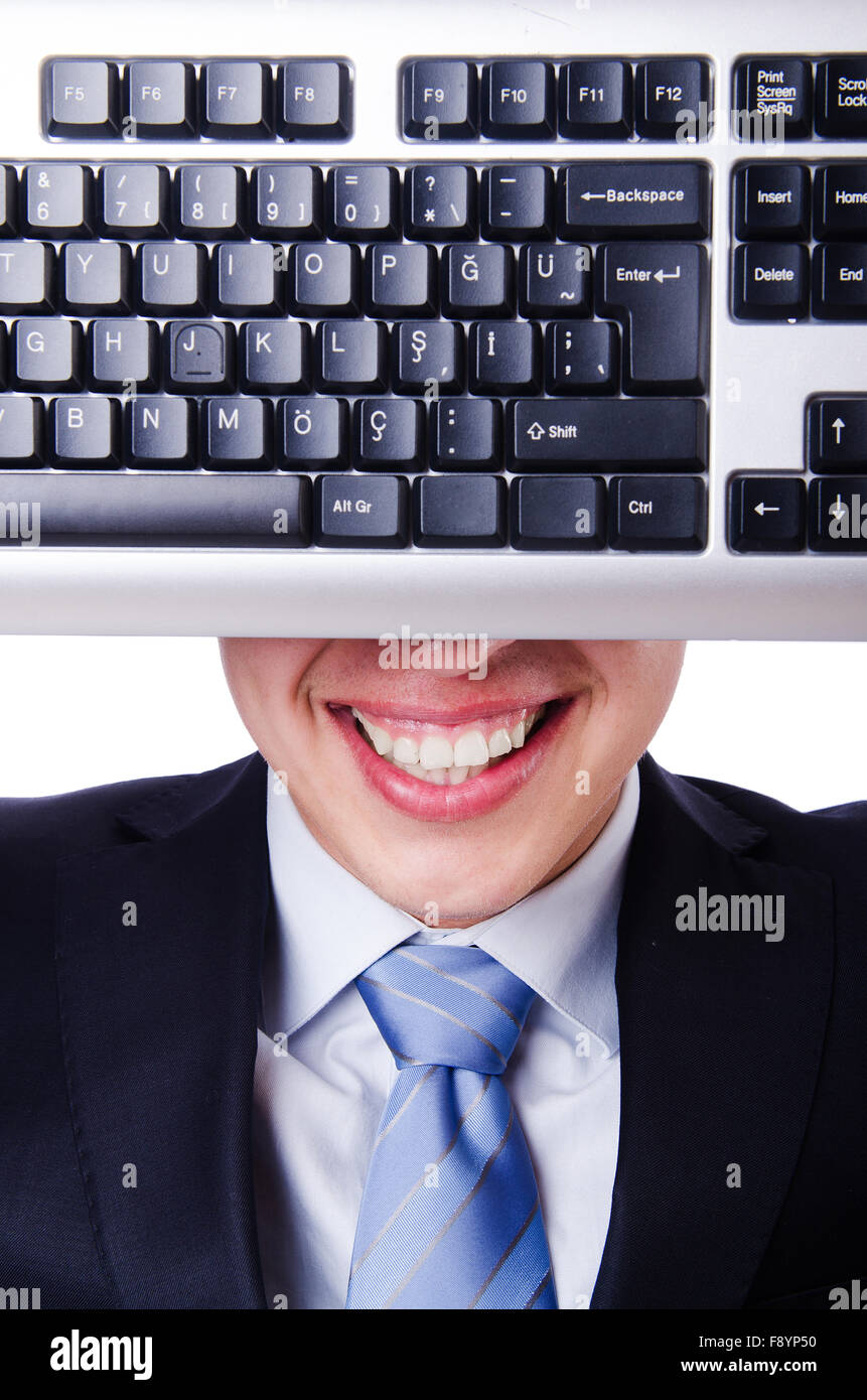 Computer geek nerd in funny concept Stock Photo - Alamy