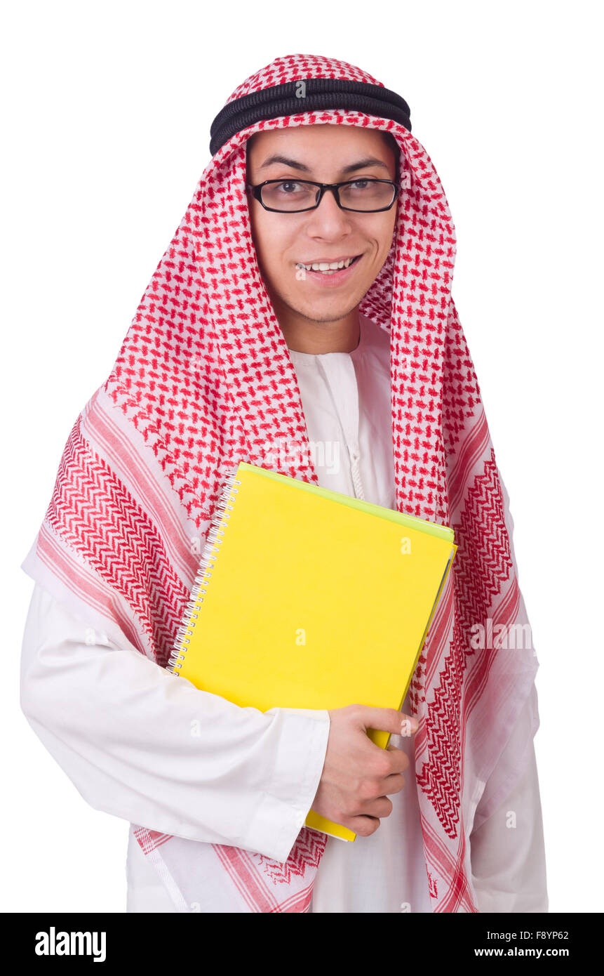 Arab student isolated on white Stock Photo - Alamy