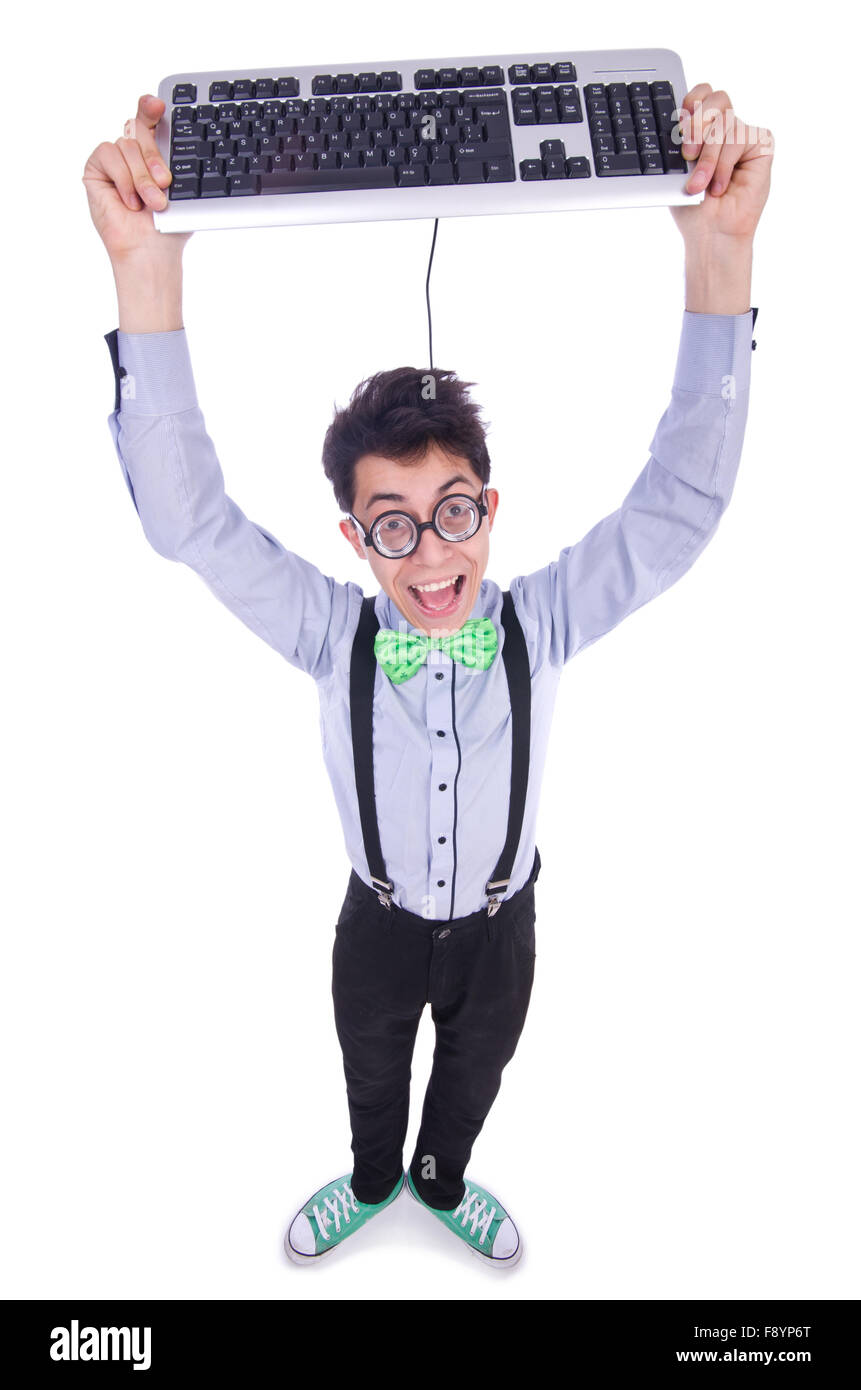 Computer geek nerd in funny concept Stock Photo - Alamy
