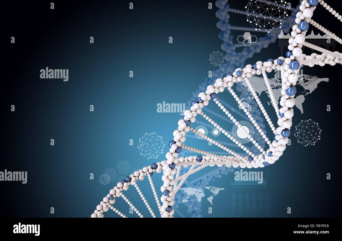 DNA on blue background Stock Photo - Alamy