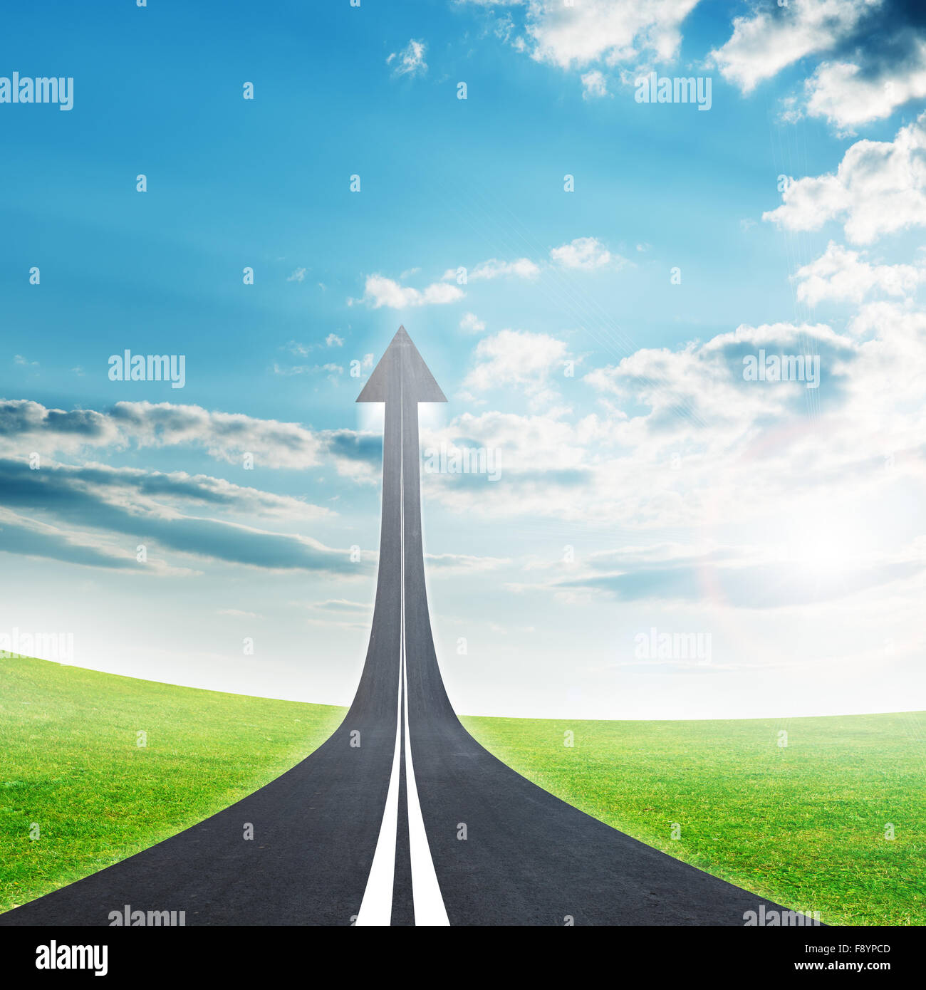 Highway road going up as an arrow Stock Photo - Alamy