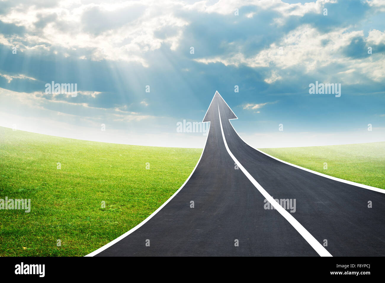 Road going up as an arrow Stock Photo - Alamy