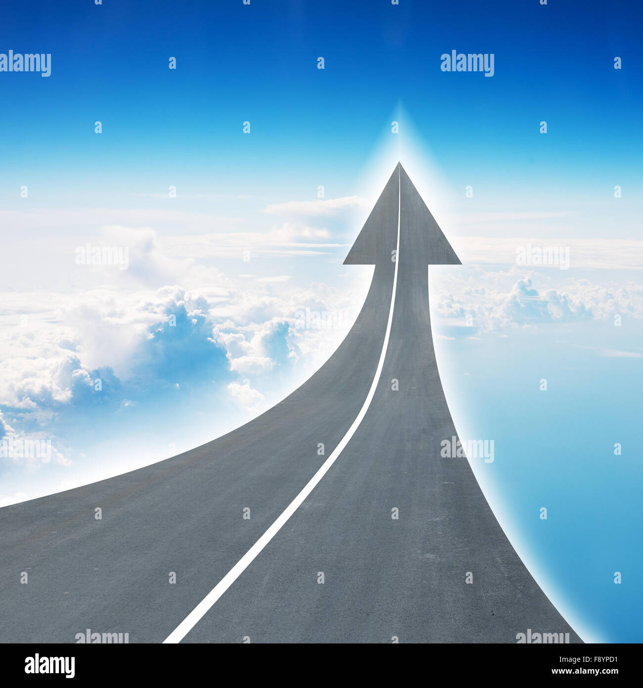 Highway road going up as an arrow in air Stock Photo - Alamy