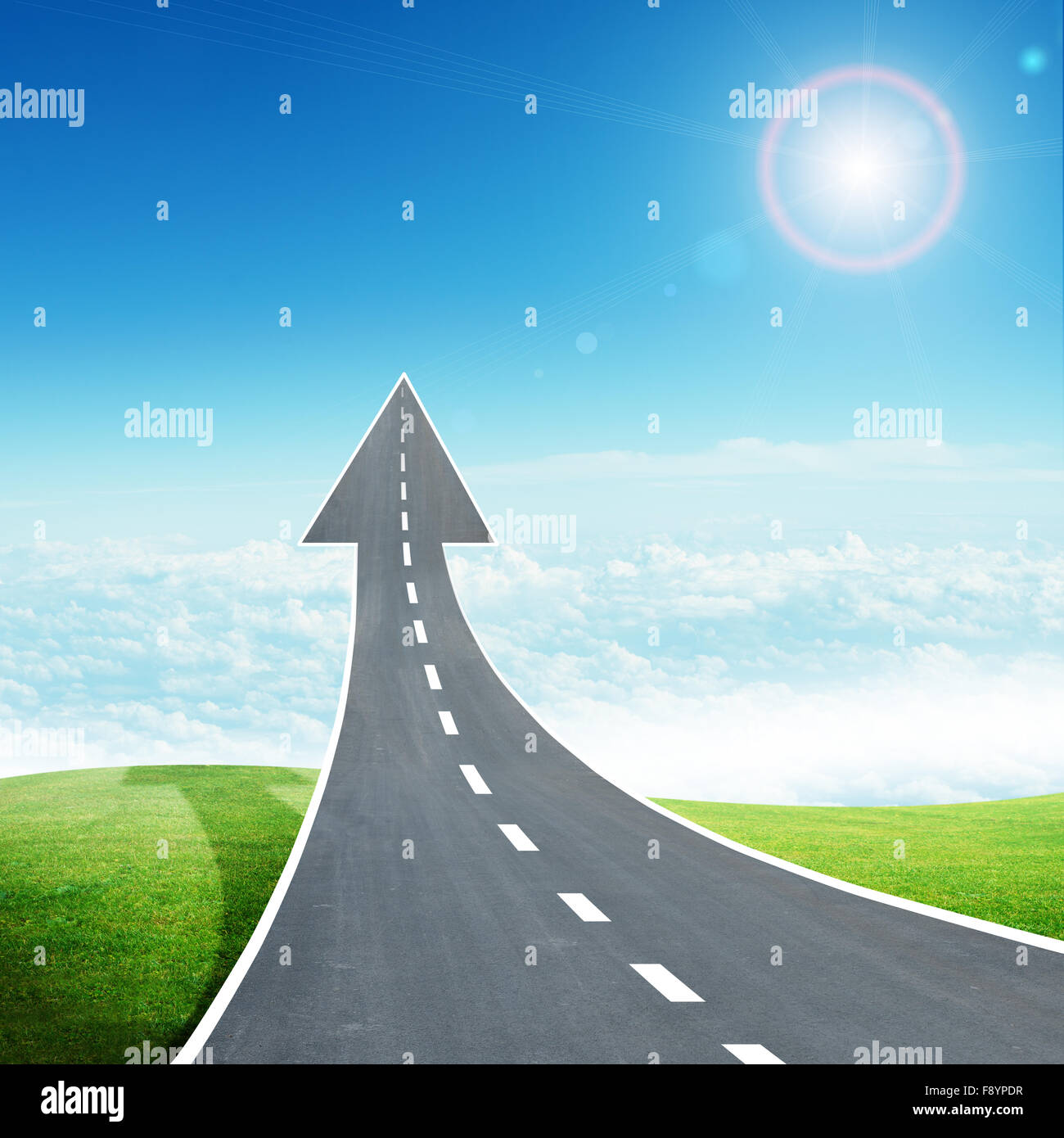 Freeway road going up as an arrow in sky Stock Photo - Alamy