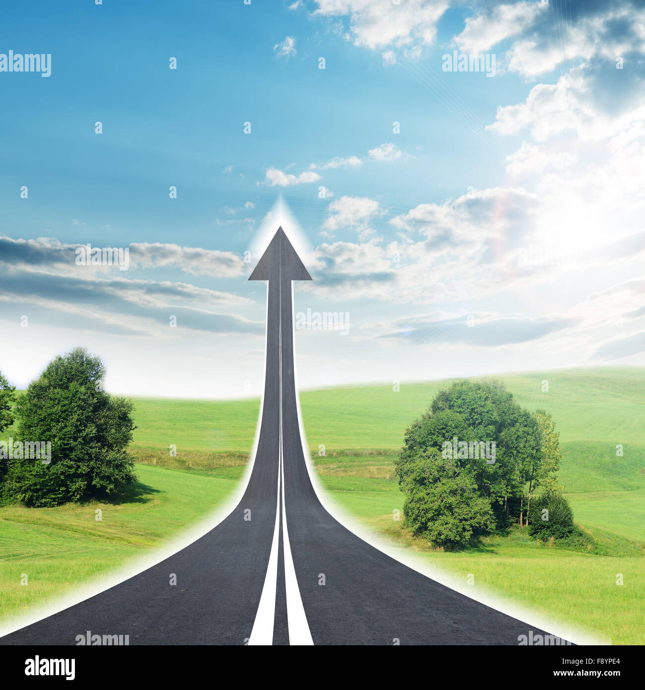 Highway road going up as an arrow Stock Photo - Alamy