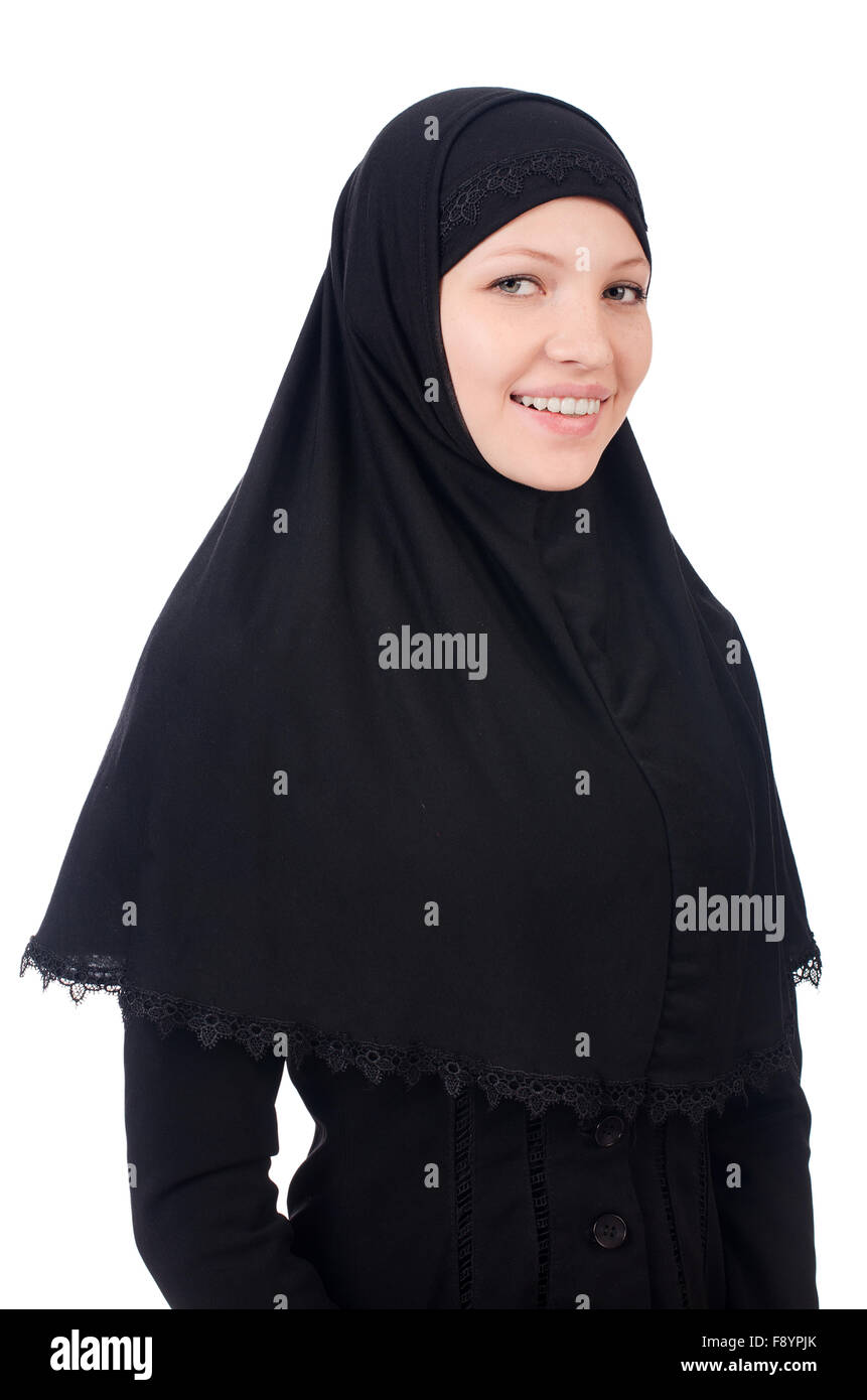 Woman with muslim burqa isolated on white Stock Photo - Alamy