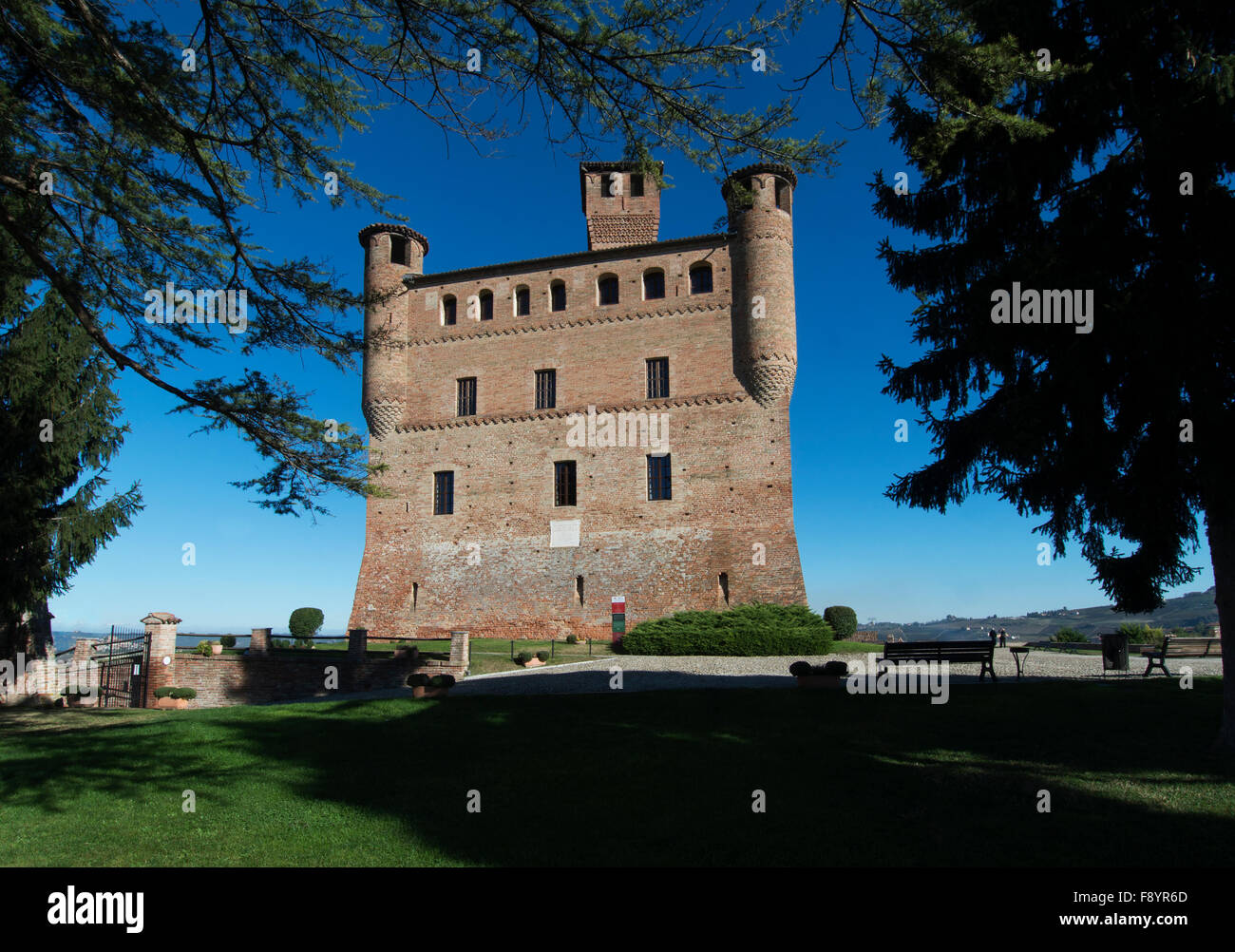 View of the Castle of Grinzane Cavour Unesco heritage in the territory ...