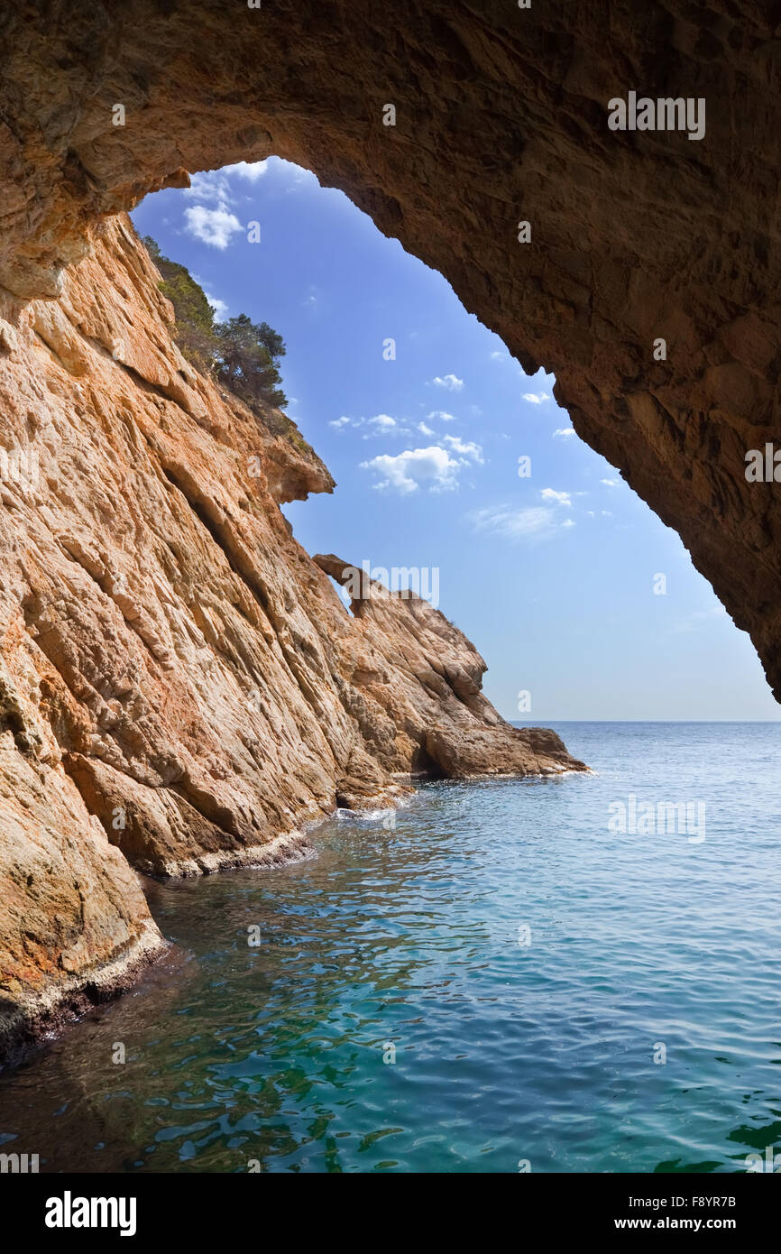 Inside view of cave in cliff. Nature composition Stock Photo - Alamy