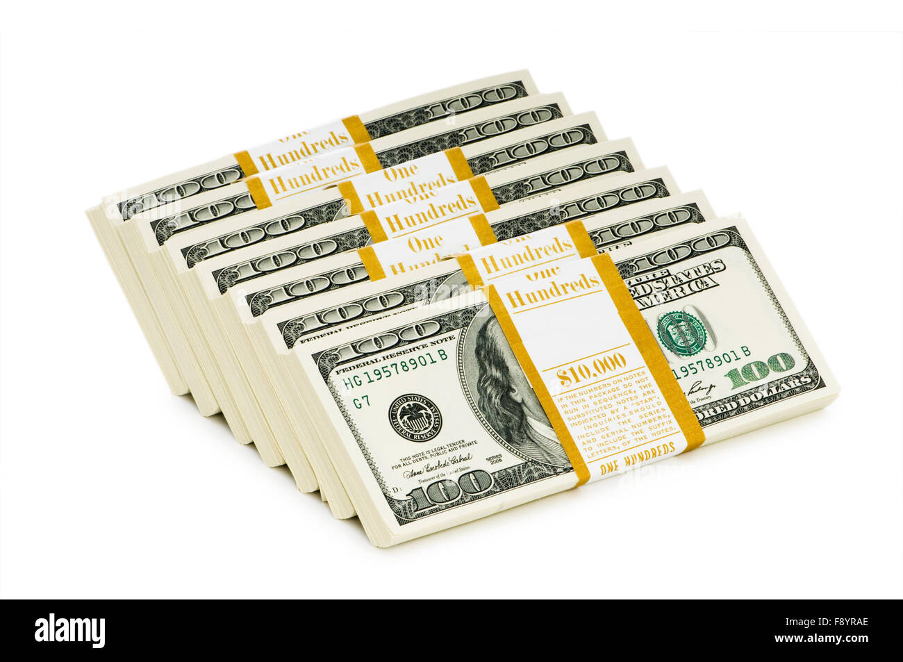 Stack of dollars isolated on the white Stock Photo - Alamy