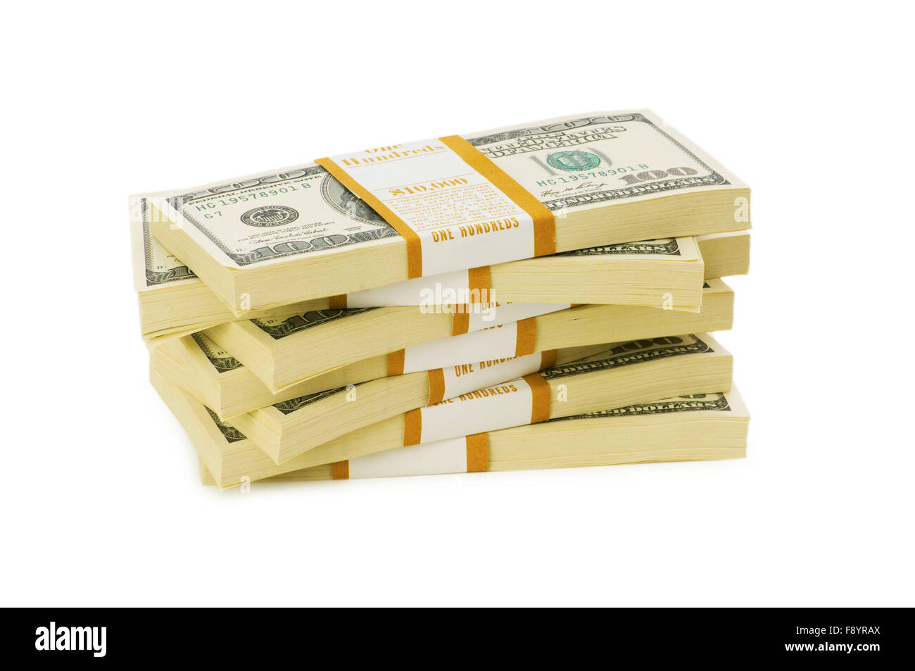 Stack of dollars isolated on the white Stock Photo - Alamy