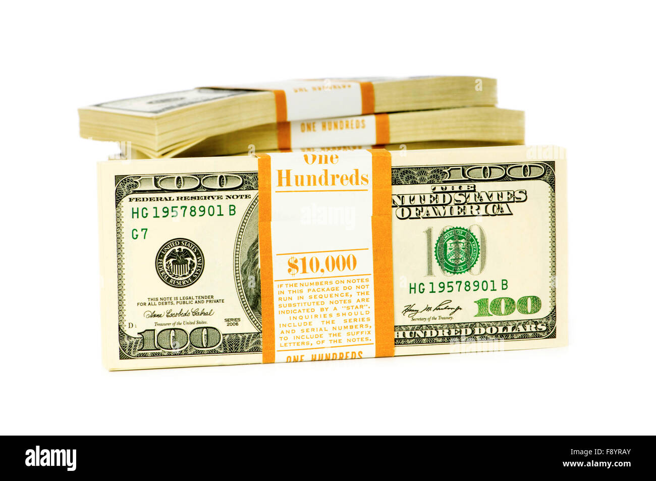 Stack of dollars isolated on the white Stock Photo - Alamy