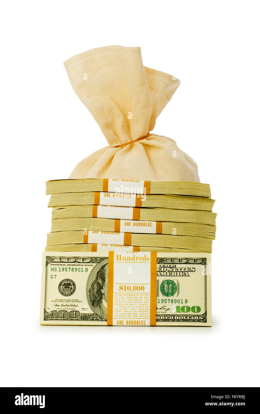 Sacks of money isolated on the white Stock Photo - Alamy
