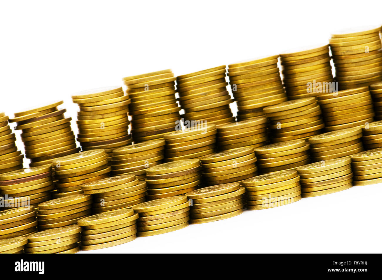 Stack of coins isolated on the white Stock Photo - Alamy