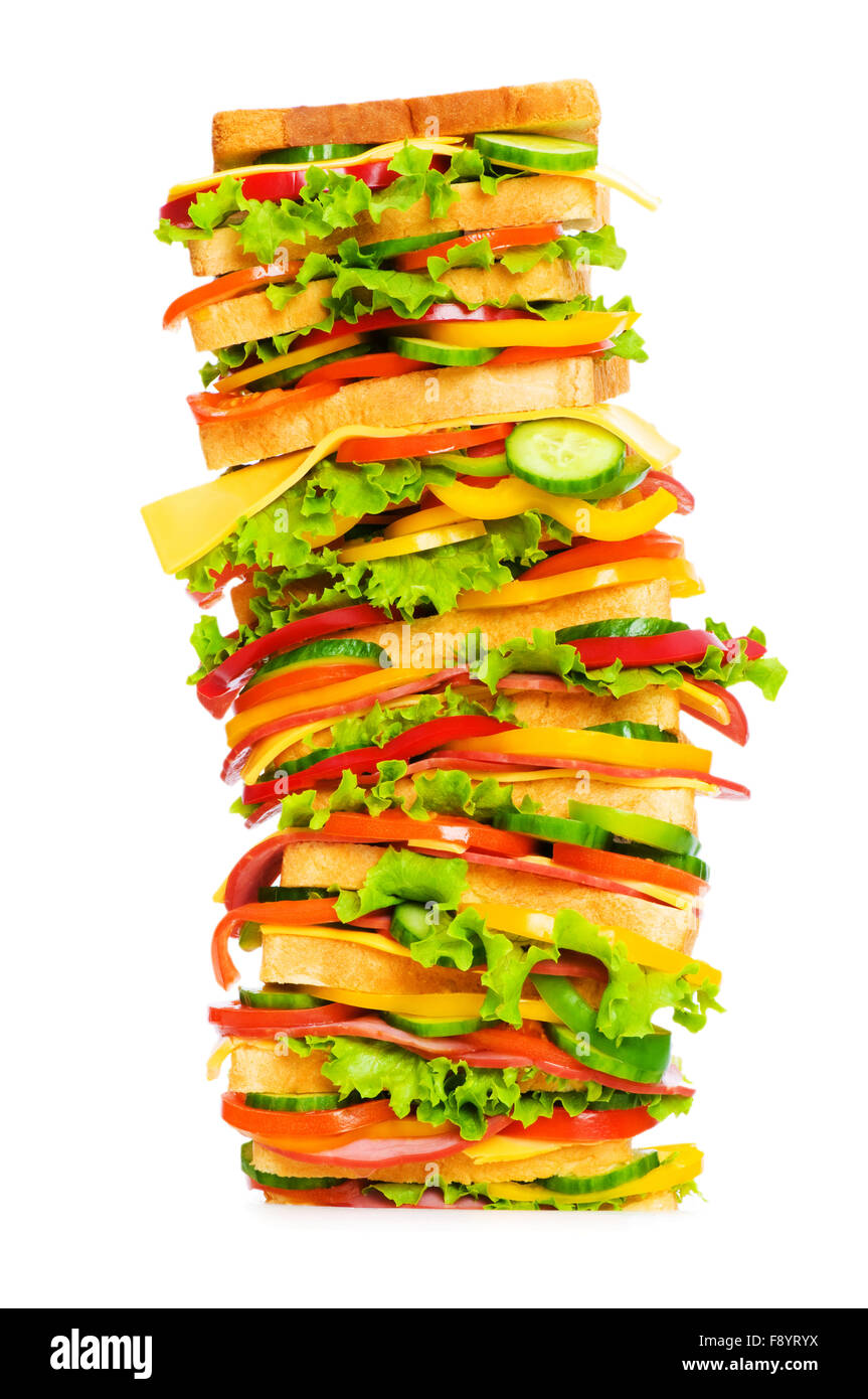Giant sandwich isolated on the white background Stock Photo - Alamy