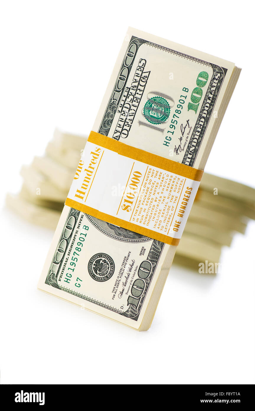 Stack of dollars isolated on the white Stock Photo - Alamy