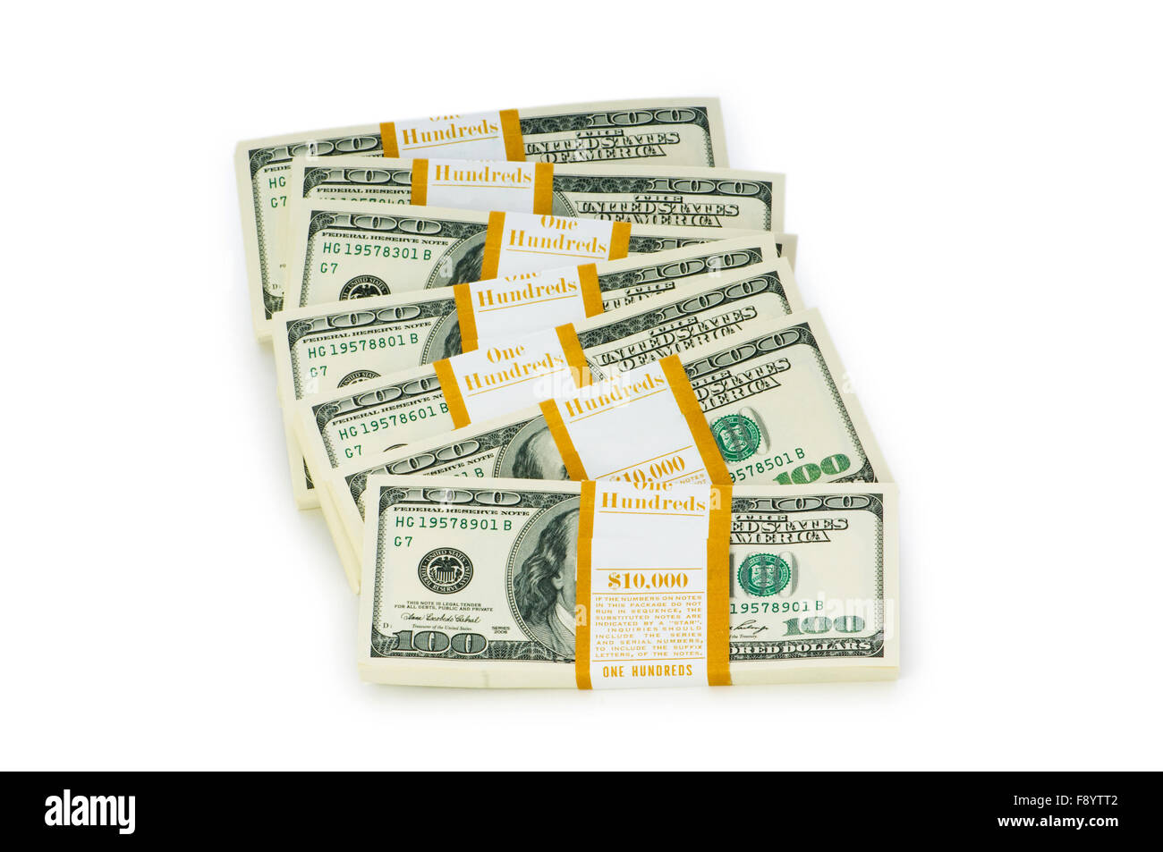 Stack of dollars isolated on the white Stock Photo - Alamy