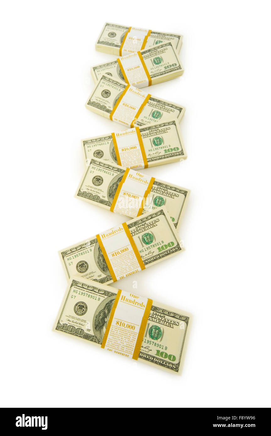 Stack of dollars isolated on the white Stock Photo - Alamy
