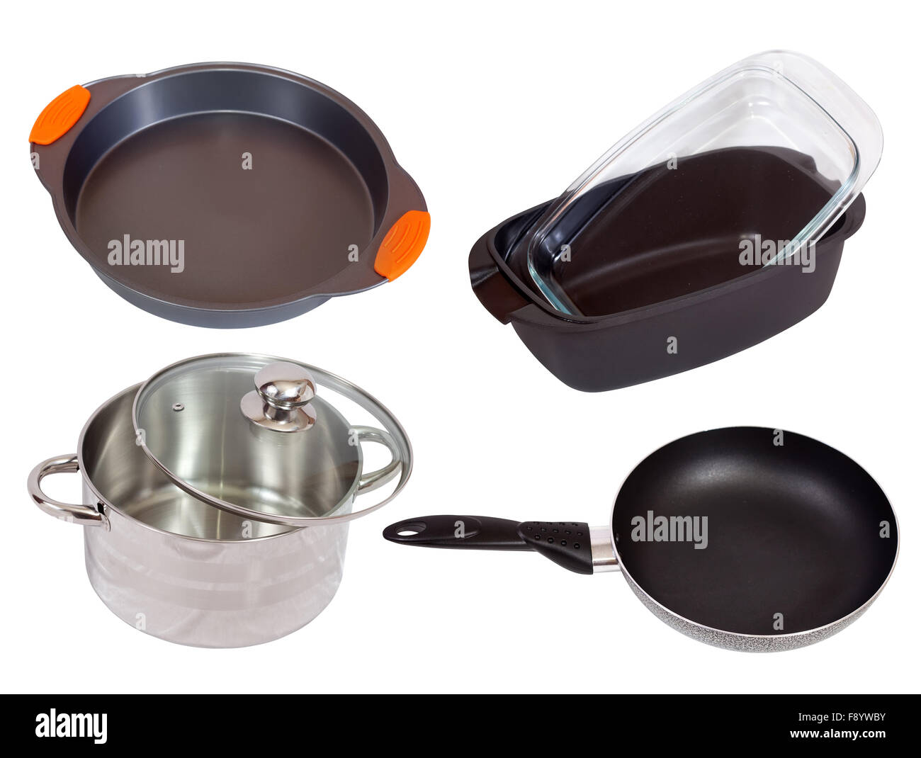 Set of cook pan. Isolated on white background with clipping path Stock ...