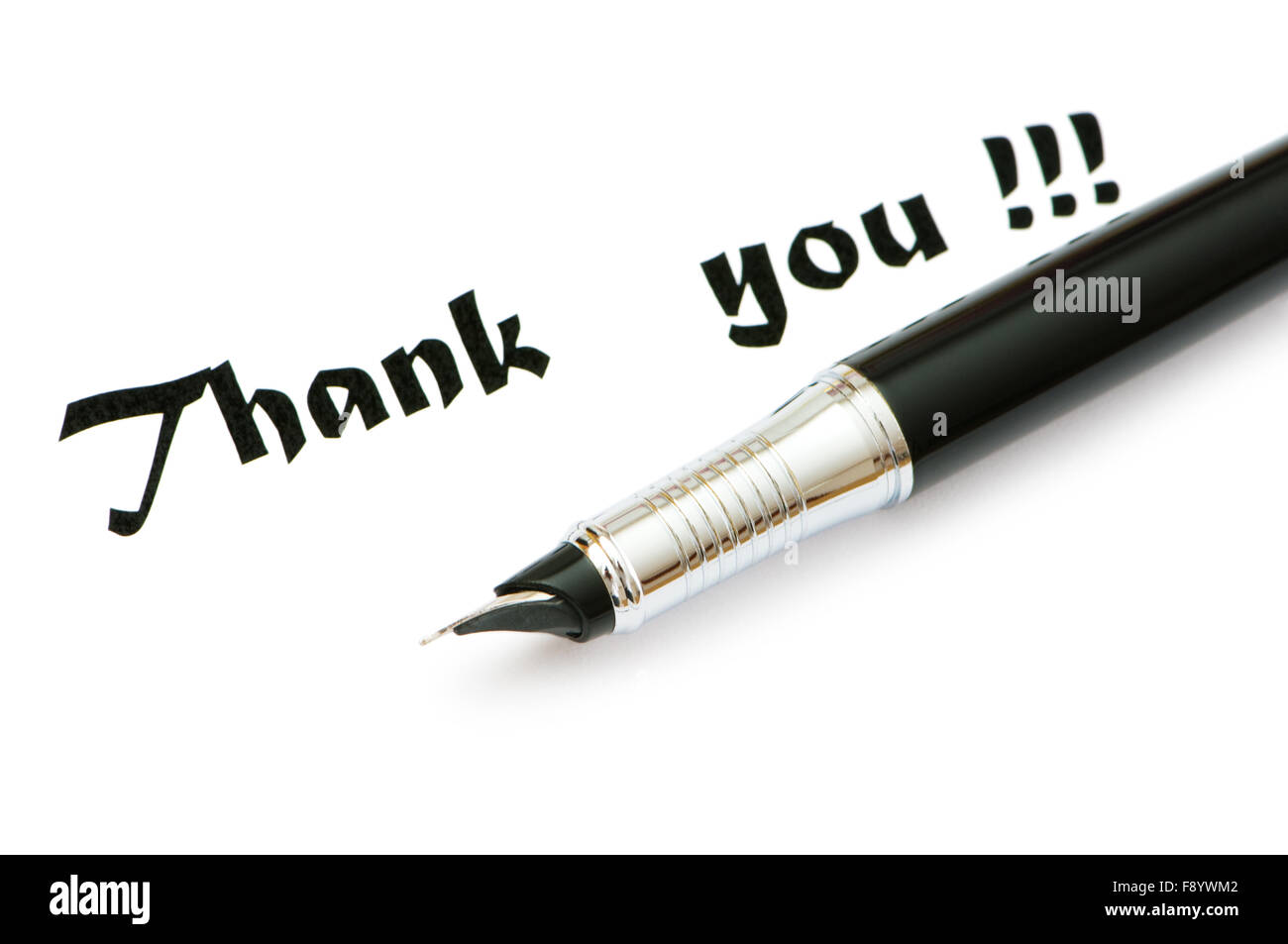 Thank you message and pen on white Stock Photo - Alamy