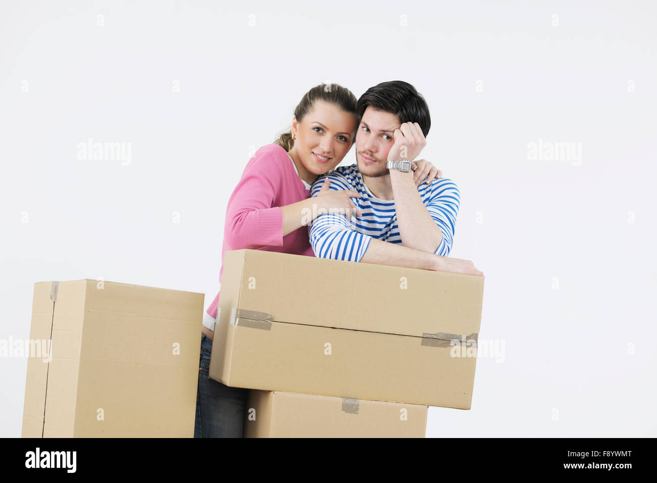 happy Young couple moving in new home Stock Photo - Alamy