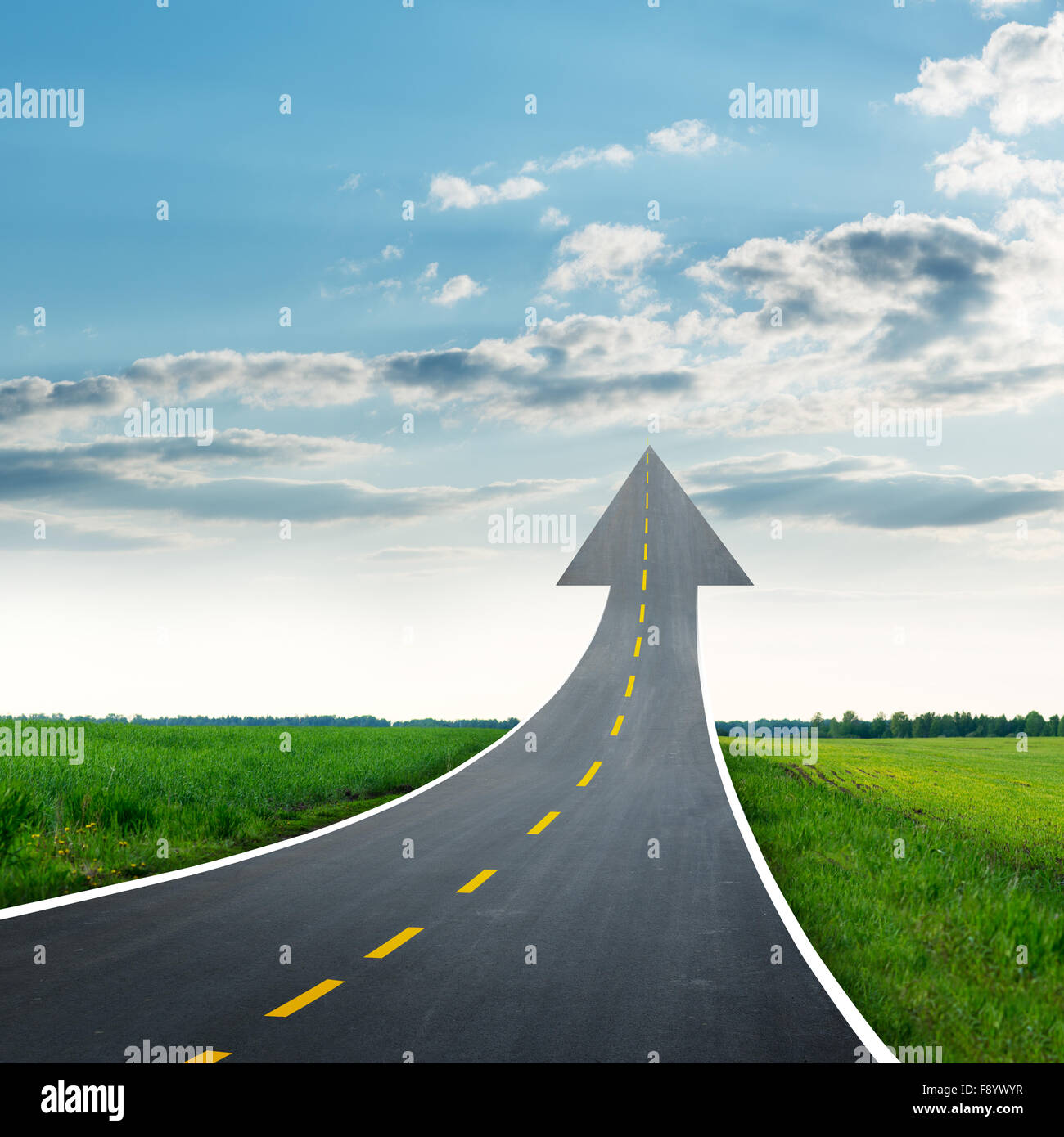 Freeway road going up as an arrow, air Stock Photo - Alamy