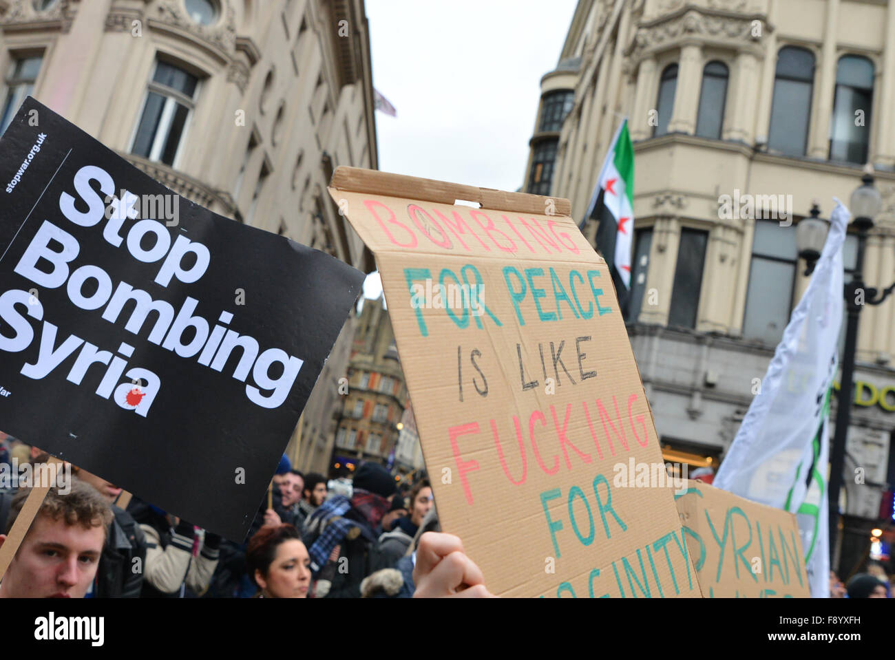 Westminster, London, UK. 12th December 2015. Don't Bomb Syria protest ...