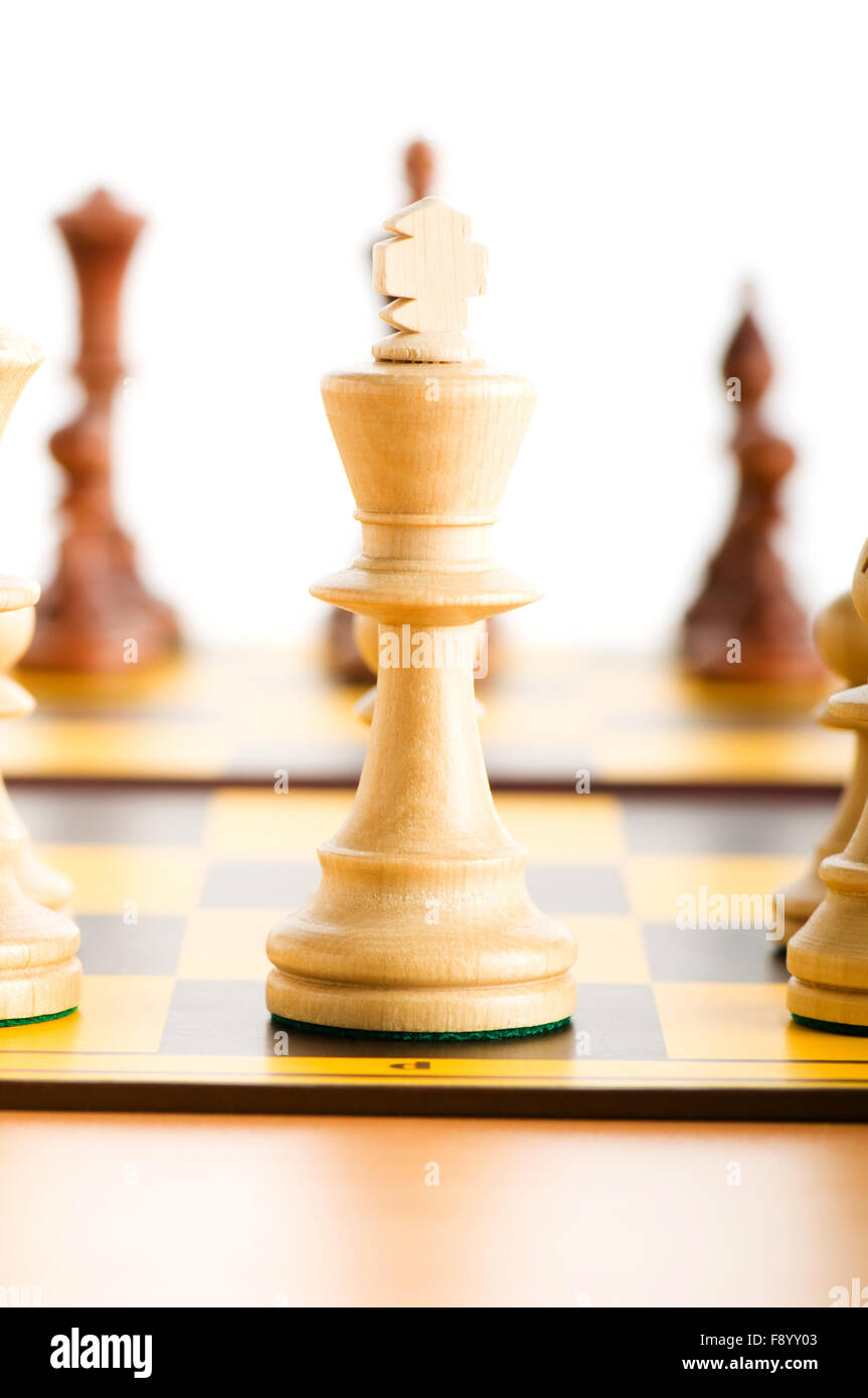 Set of chess figures on the playing board Stock Photo - Alamy